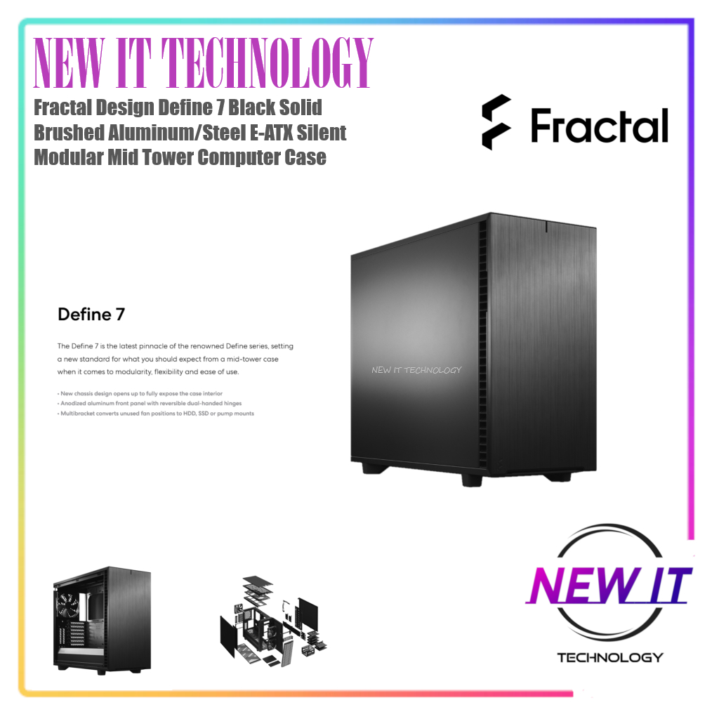 Fractal Design Define 7 Nano ITX & Define 7 E-ATX Black Solid Brushed ...