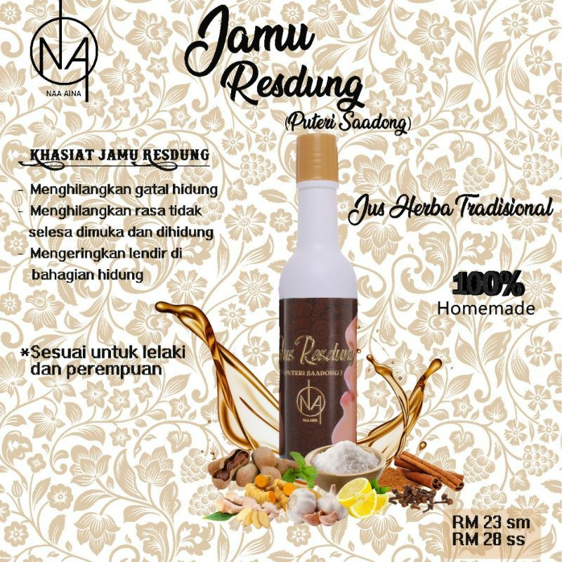 Jus Jamu Resdung Puteri Saadong 100% Homemade Tradisional BY NA AINA | Shopee Malaysia