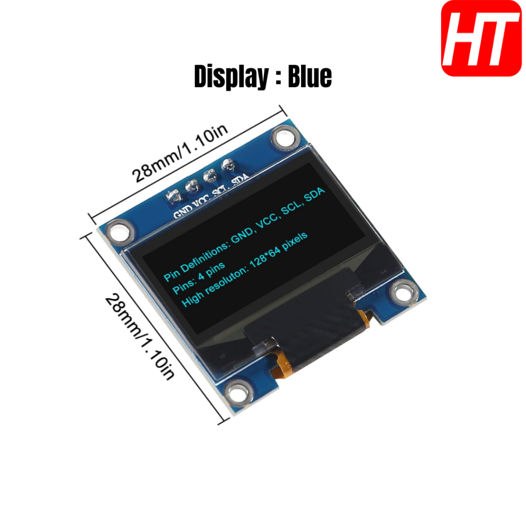 [1PC] 0.96 Inch OLED I2C Display Module 128x64 Pixel SSD1306 Mini Self ...