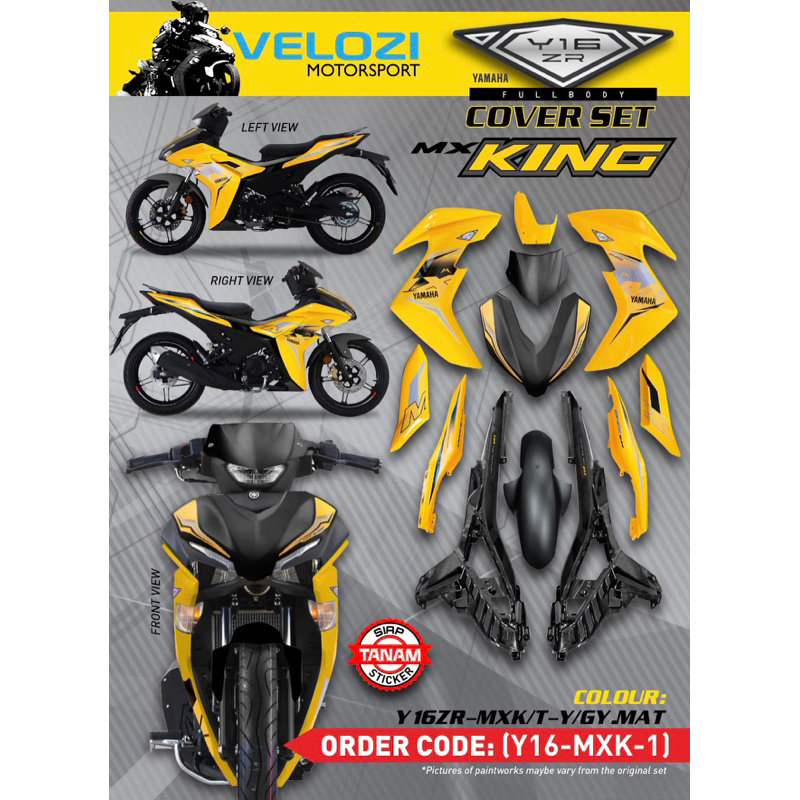 VELOZI YAMAHA Y16 Y16ZR (NOT ABS) MXK MXKING TANAM YELLOW GREY MATT ...