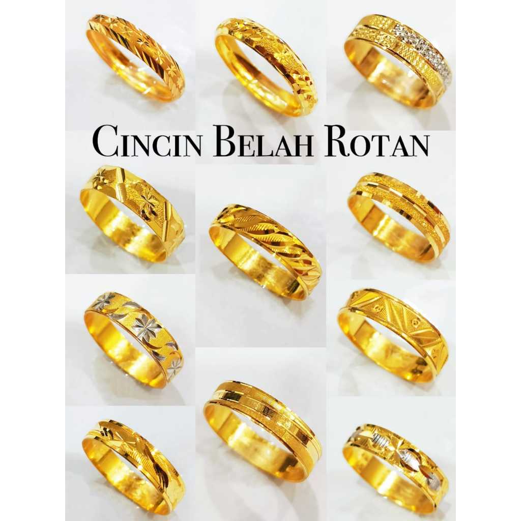 Merdeka 916 Gold Belah Rotan Simple Rings / Cincin Belah Rotan Bajet ...