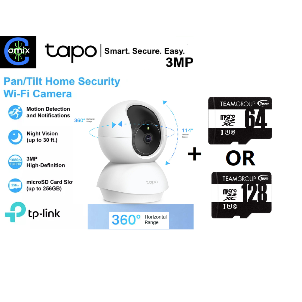 TP-Link 3MP/2K Tapo C210 Pan/Tilt Home Security CCTV Wi-Fi Home IP Camera 2 Years Warranty ...