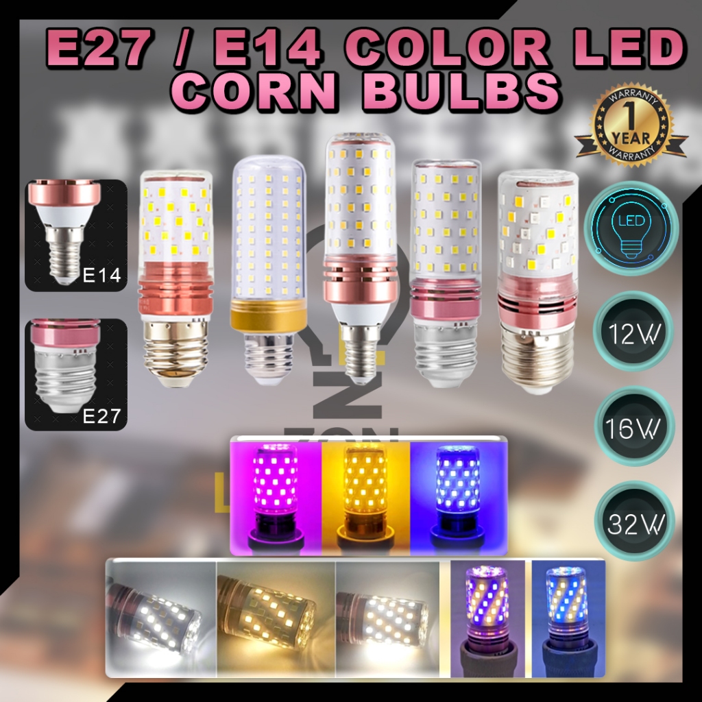 E27 / E14 LED 3 color corn bulb PURPLE BLUE YELLOW LIGHT | Shopee Malaysia