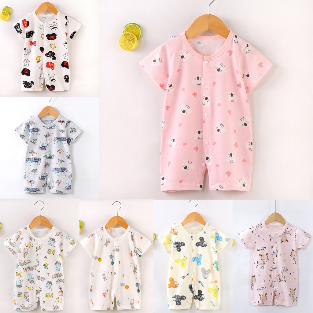 Baju Bayi Newborn Baby Clothing Cotton Romper Short Sleeve Button ...