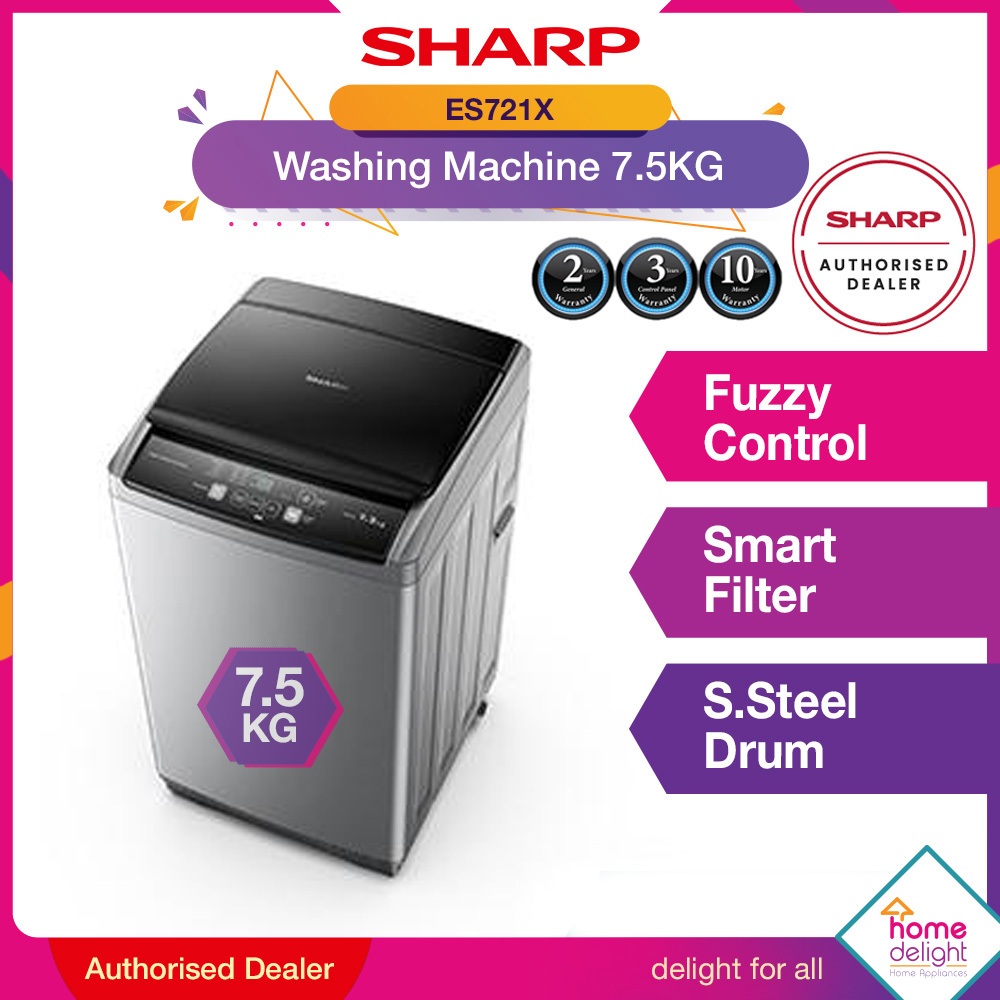 Sharp Washing Machine 7.5KG ES721X / 8.5KG ES821X / 9.5KG ES921X / 10 ...