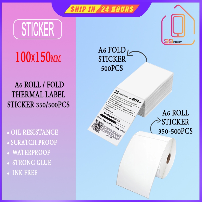 A6 Waybill Thermal Sticker 100x150mm Roll Sticker A6 Fold 500pcs ...