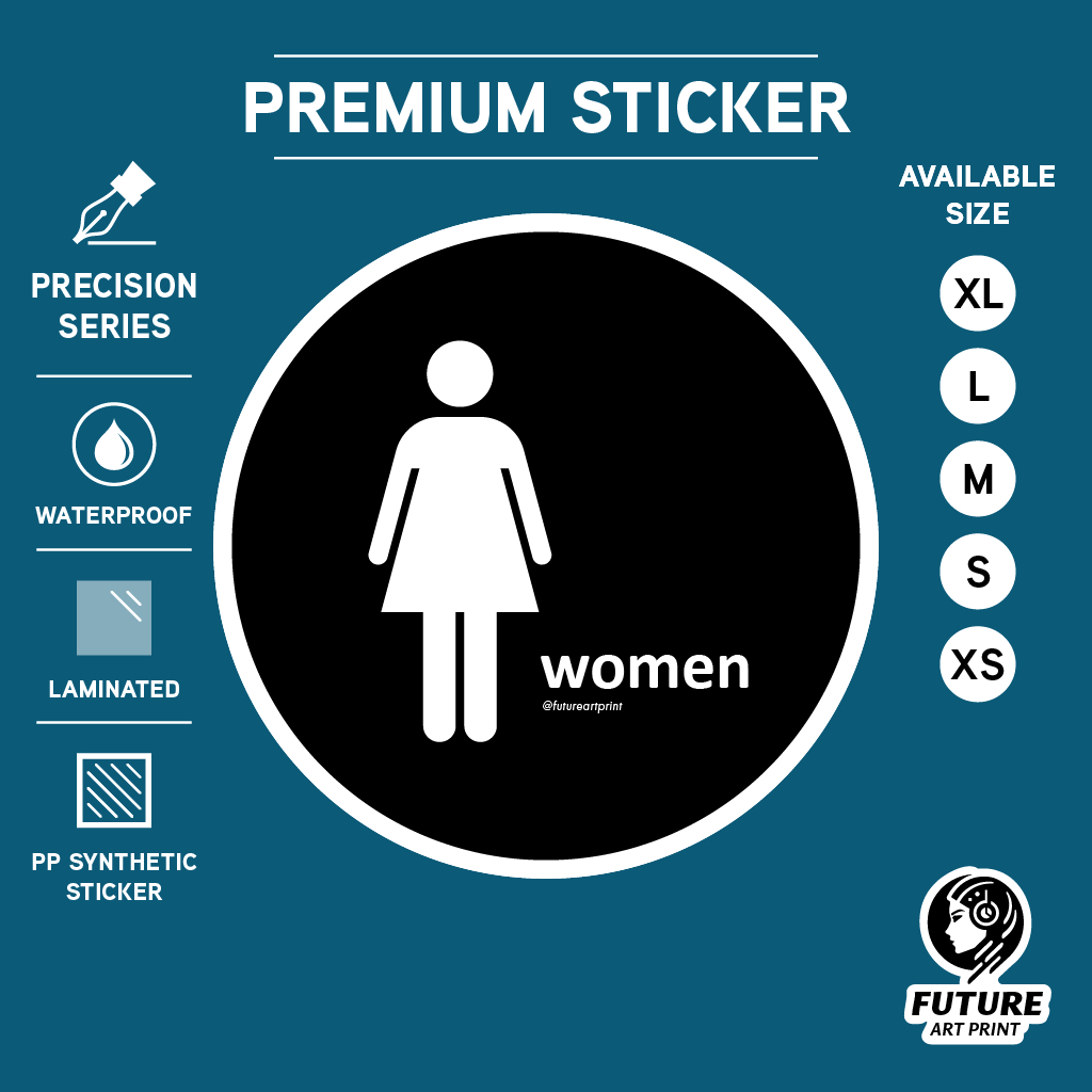 Toilet Restroom Tandas. Premium Sticker Round Sign Signage. Black Color ...