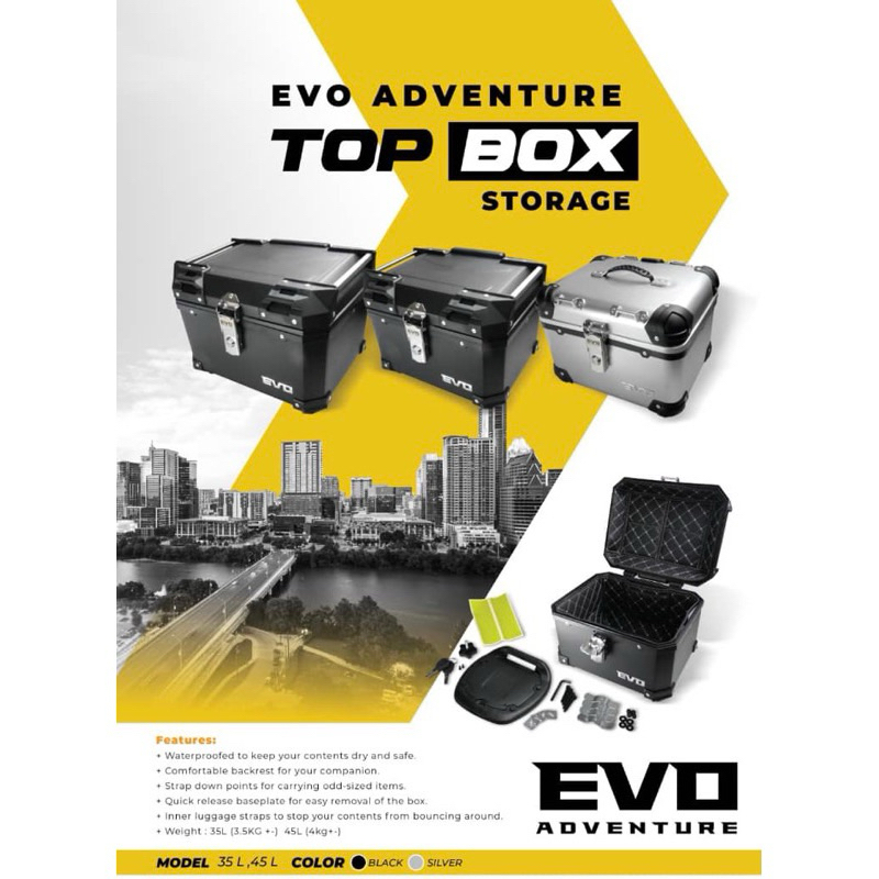 EVO ADVENTURE ORIGINAL TOP BOX ABS STROGE PLASTIC 35L 45L FOR ADV150 ...