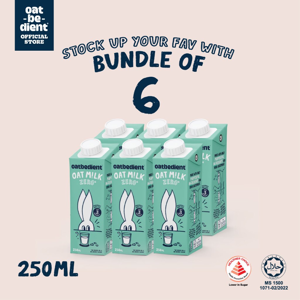 Oatbedient Oat Milk Zero (6 x 250ml) [No Sugar, No Oil] | Shopee Malaysia