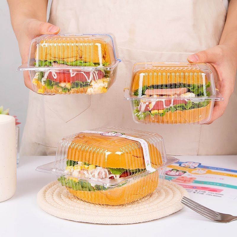 RORA - (50 PCS) Clear Disposable Hygienic PP Burger Box l Burger Box ...
