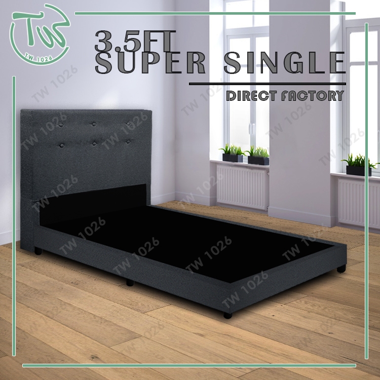 TW【SUPER SINGLE】【Fabric GREY】 3.5 FT Super Single Size Fabric Divan ...