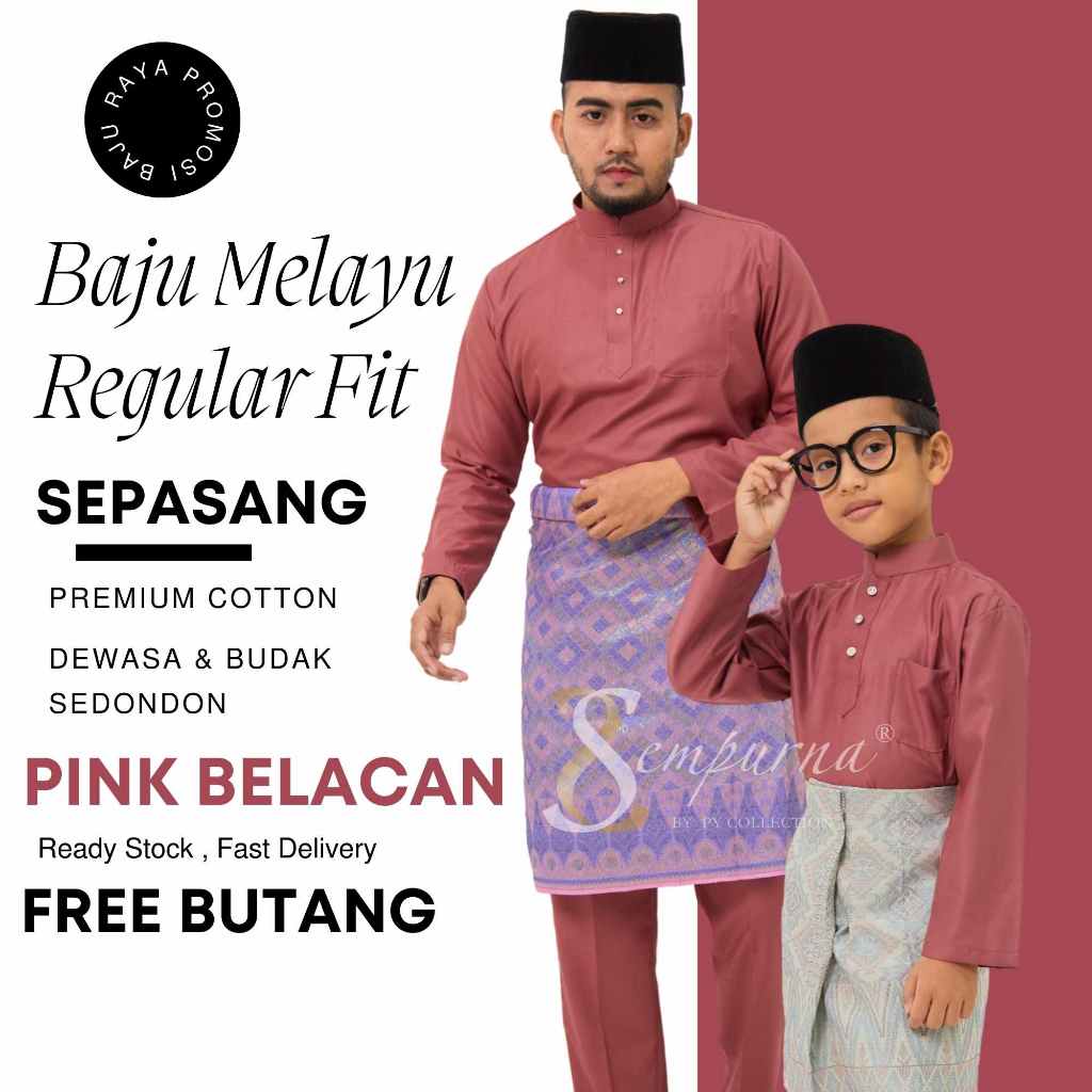 Brand Sempurna Baju Melayu Warna Pink Belacan Slim Fit Cotton Sedondon ...
