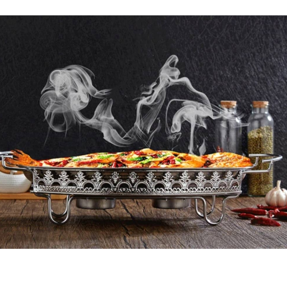 Imperial Fish Serving Plate with Stand Warmer Steam Food Stove Dinner ...
