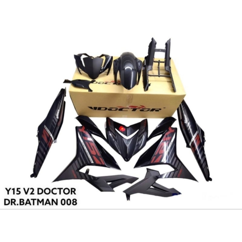 Y15 Y15ZR V1 V2 YSUKU BLACK BATMAN HITAM BODY COVER SET COVERSET DOCTOR ...