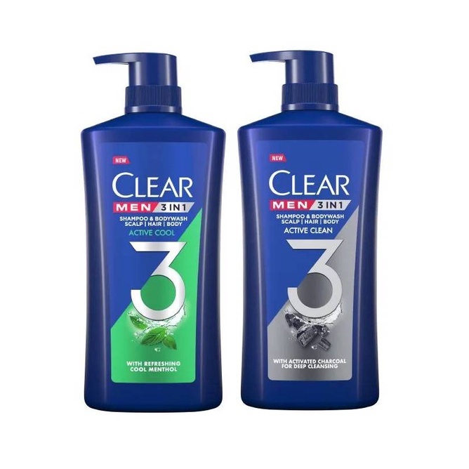 Clear Men 3in1 Body Wash & Shampoo Active Cool / Active Clean 618ML ...