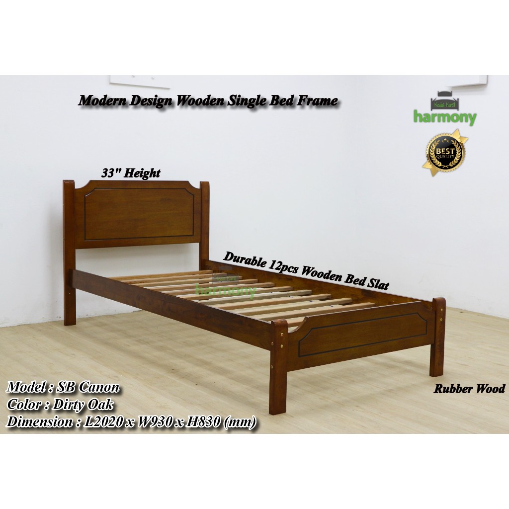 Harmony Melissa Wooden Single Bed Frame / Solid Wood Single Bed / Katil ...