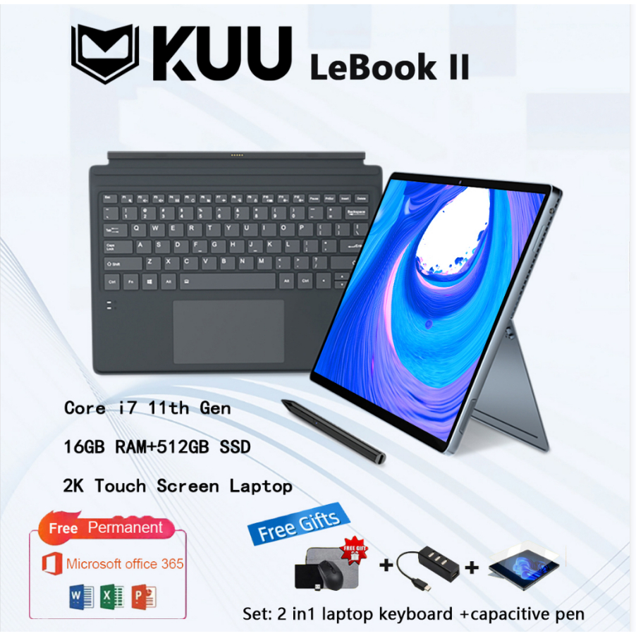 KUU 2-In-1 Laptop Intel Core i7-1165G7 Touchscreen LeBook II 2K Screen ...