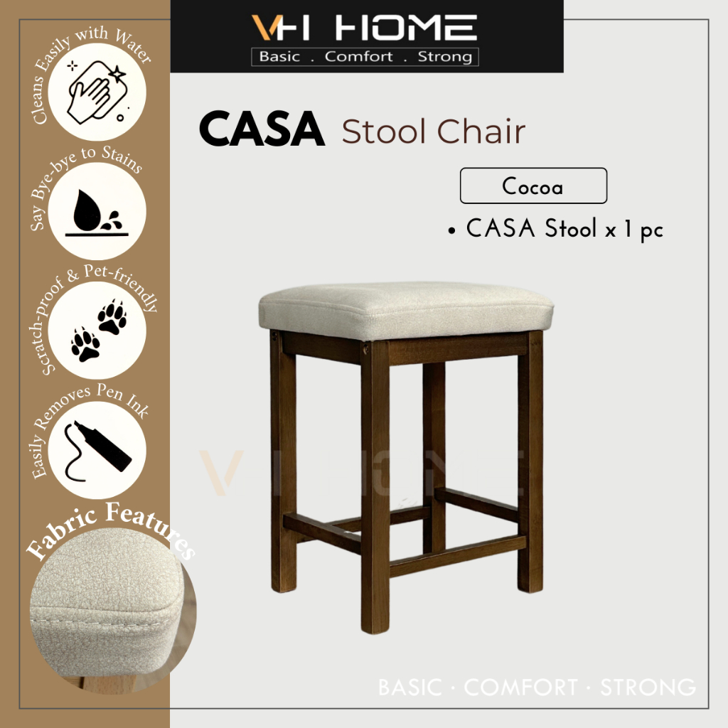 VH CASA Stool Chair With Cushion Chair Solid Wood Kerusi Stool Kerusi ...