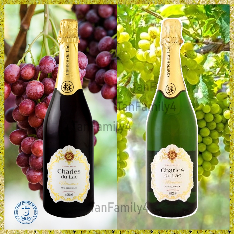 Charles du Lac Non Alcoholic Champagne Sparkling Red White Grape Drink (750ml) Mousseux Halal ...