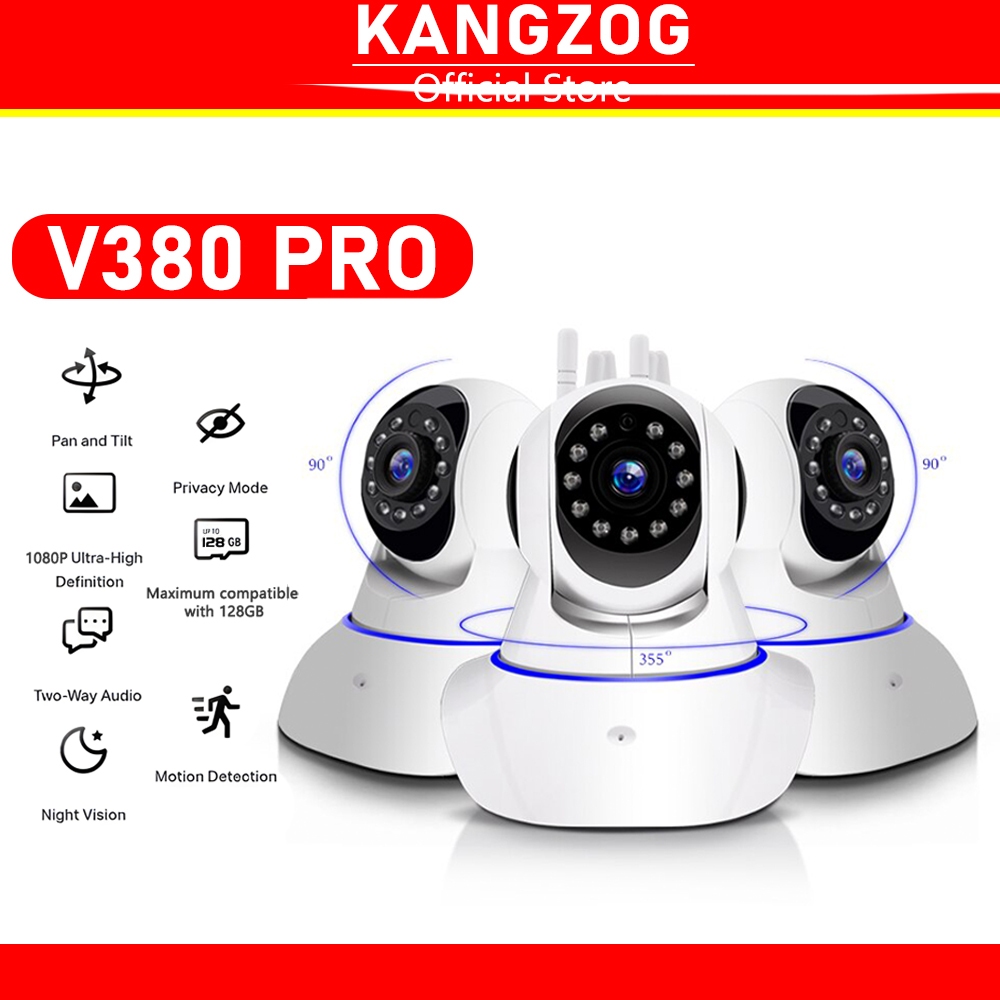 KANGZOG V380 Pro Wireless Wifi CCTV IP 1080P Full HD 3MP Monitor Mini ...