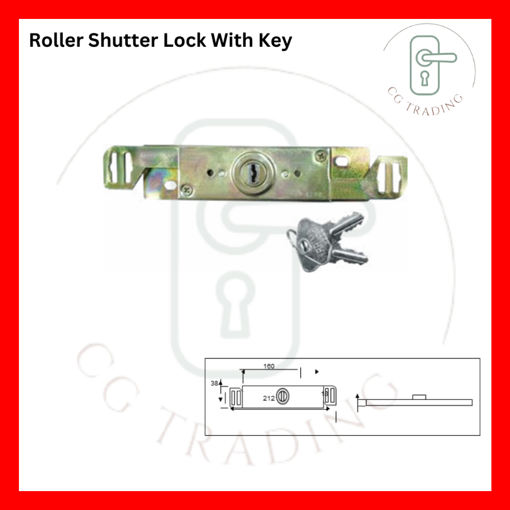 Roller Shutter Lock with Key (212x18x38mm) | Shopee Malaysia