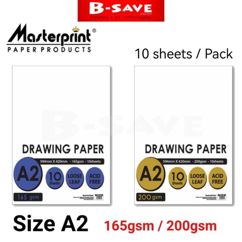 Masterprint A2 Drawing Paper Sketching 165gsm / 200gsm 10sheets Kertas ...