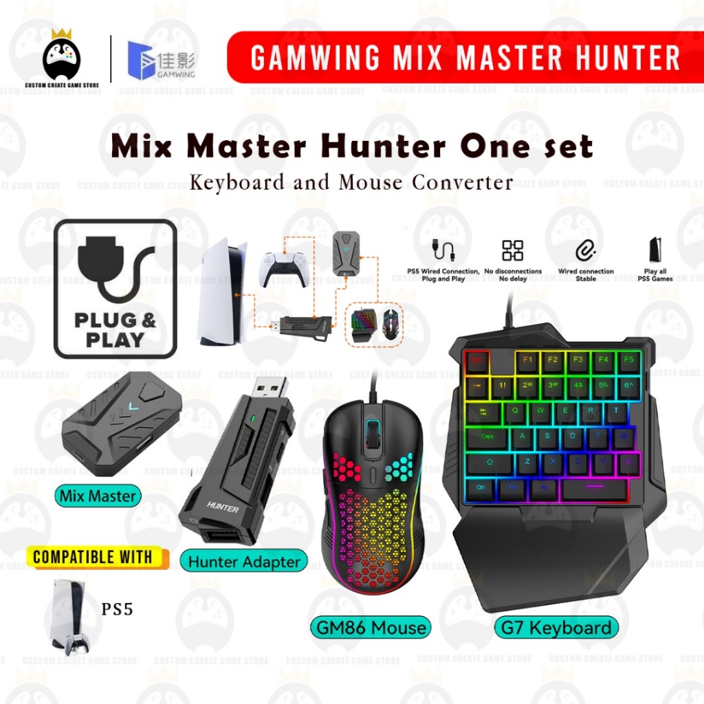 GAMWING MIX MASTER HUNTER FOR PS4 PS5 NINTENDO SWITCH KEYBOARD AND ...