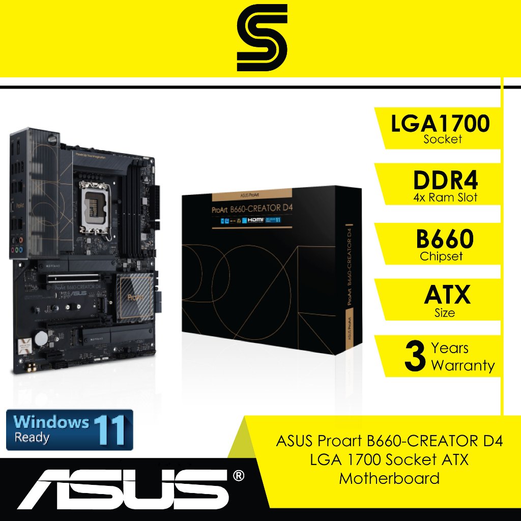 ASUS Proart B660-CREATOR D4 LGA 1700 Socket ATX Motherboard | Shopee ...