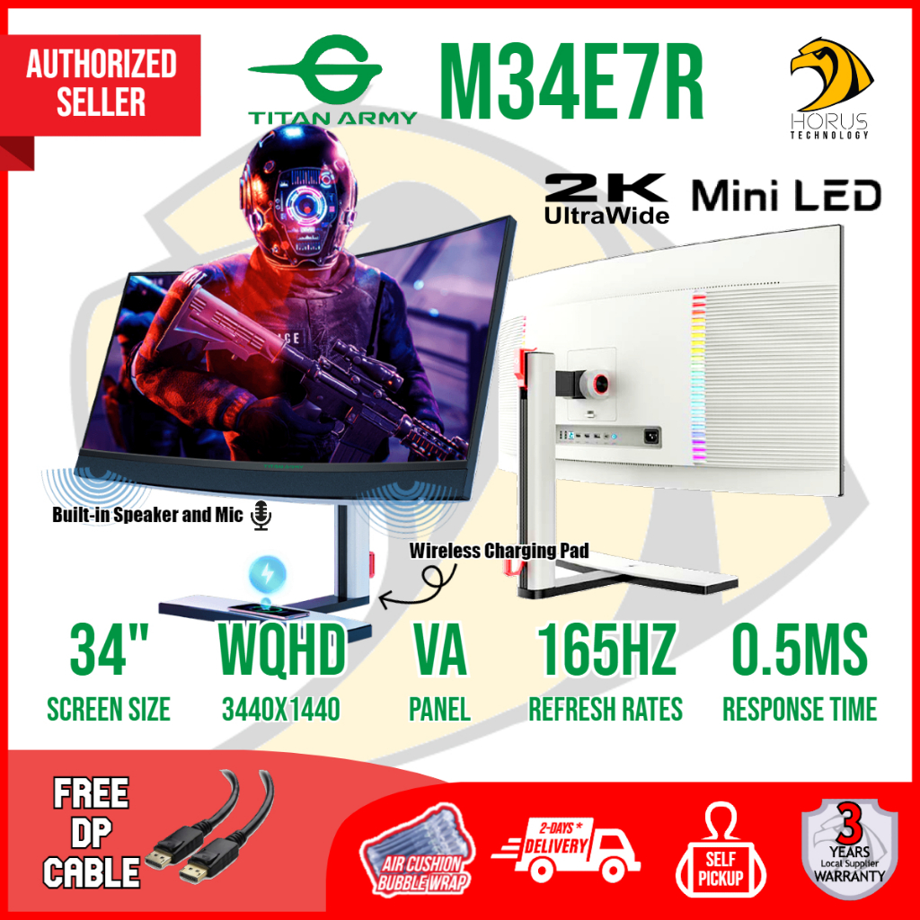 TITAN ARMY 34" MINILED WQHD 2K 165Hz IPS 0.5ms HDR1000 Gaming Monitor (M34E7R) | Shopee Malaysia