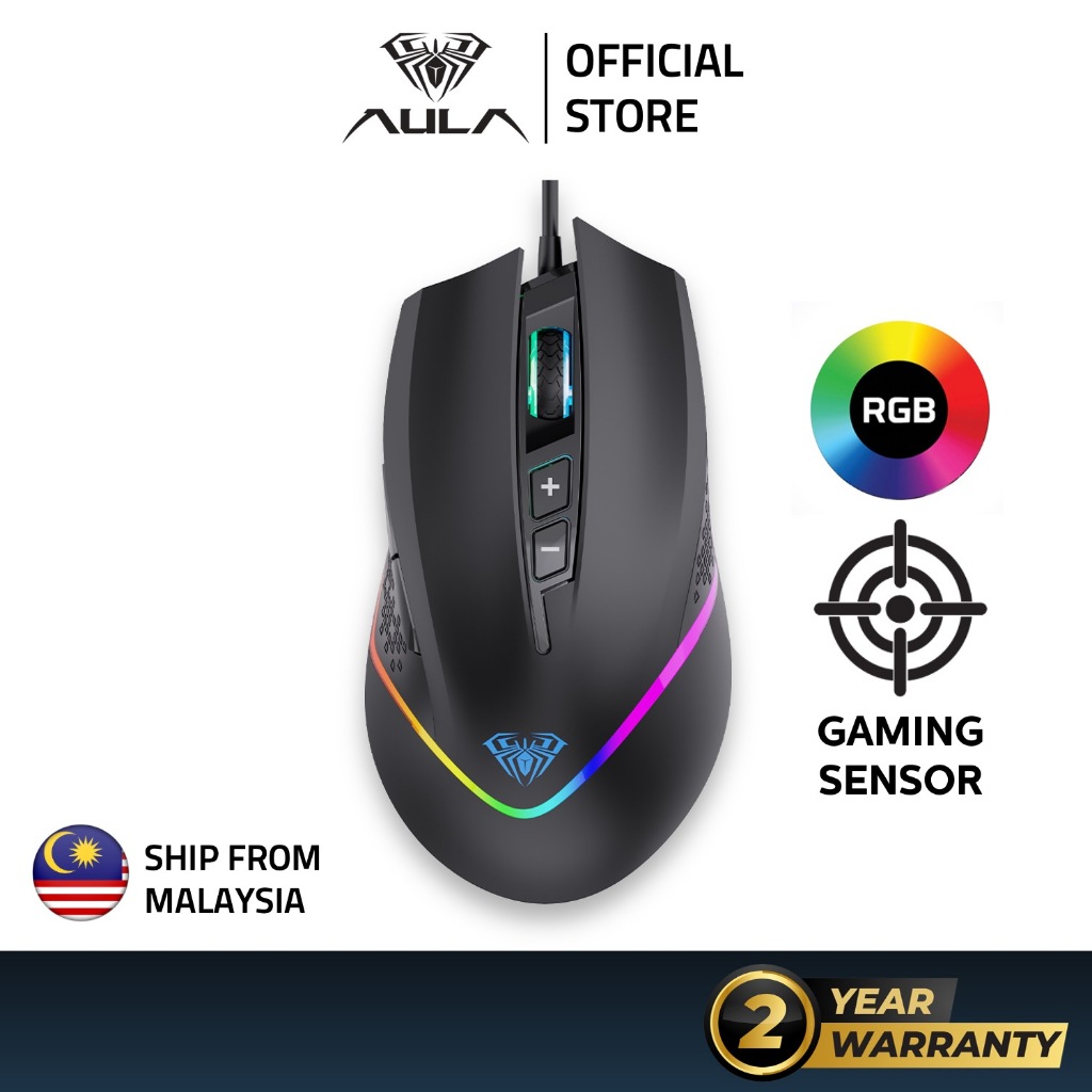 AULA F805 Gaming Mouse Marco 7 Programmable Buttons RGB Colorful ...