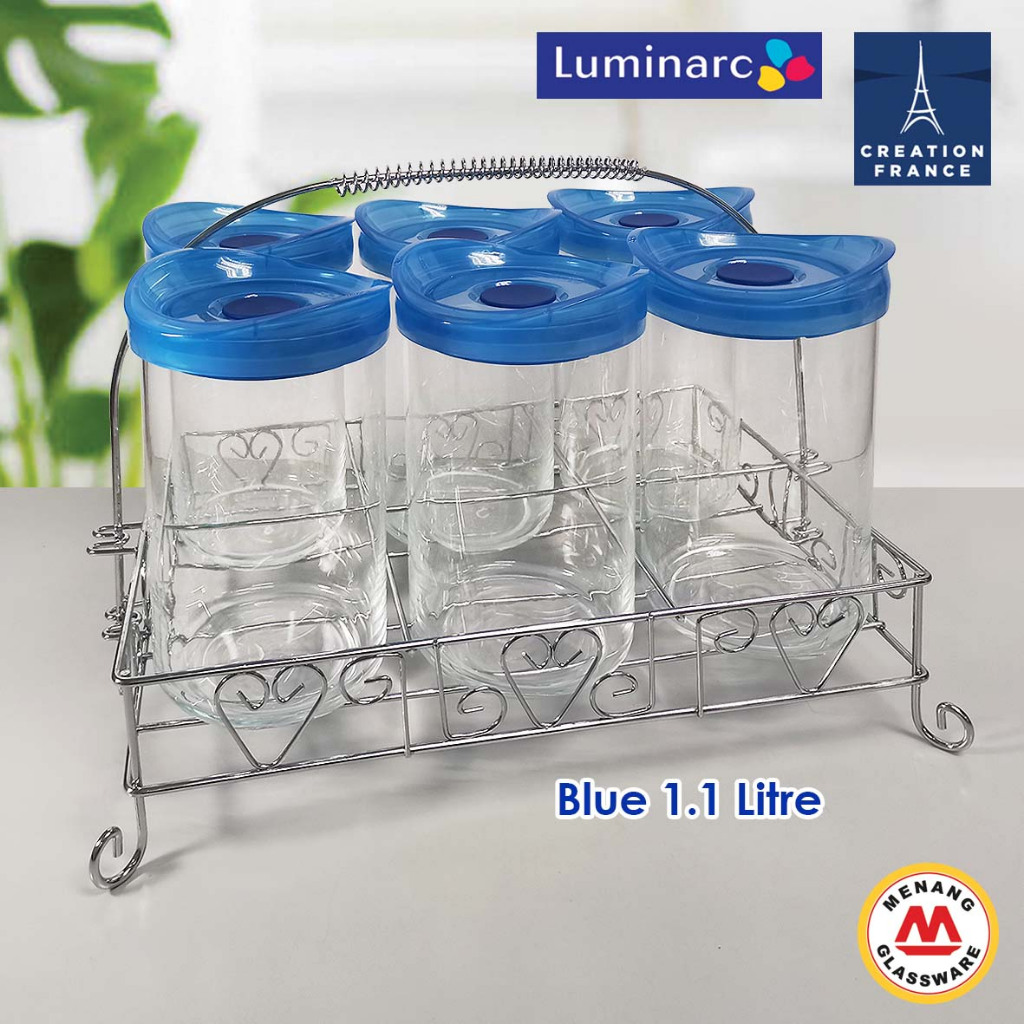 Luminarc 6 Biji Set Balang Kuih Kedap Udara Dengan Rak / 6pcs (1.1L ...