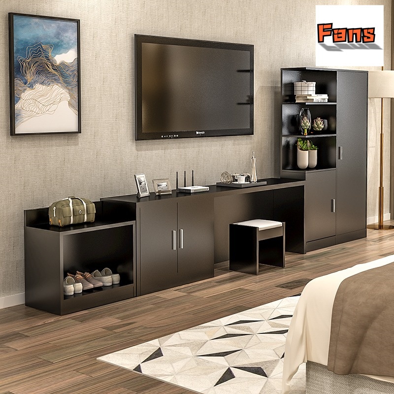 Hotel TV Cabinet Kabinet TV With Writing Table Stool Set Hotel Hostel ...