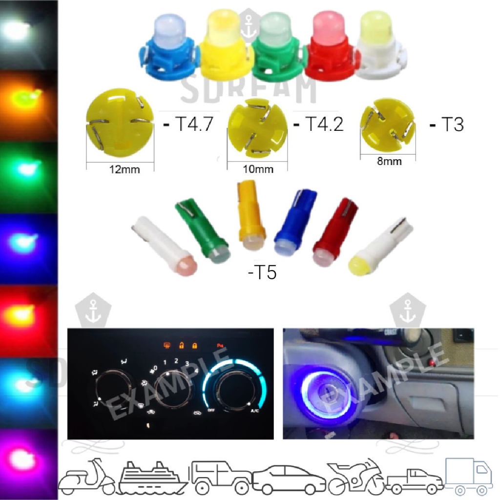 1PCS T5 T4.7 T4.2 T3 SMD Wedge Instrument Dashboard Car Meter LED Light ...