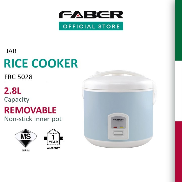 Faber Sky Blue Energy Saving Jar Rice Cooker Frc 5028 2.8L Periuk Nasi | Shopee Malaysia