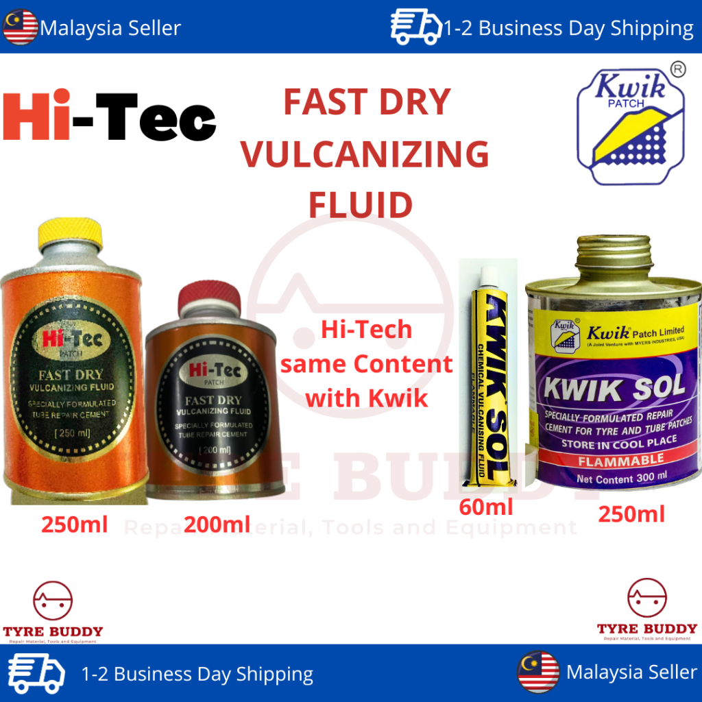 Fast Dry Vulcanizing Fluid HI-TEC @ KWIK (20ml,200ml and 250ml) Cement ...