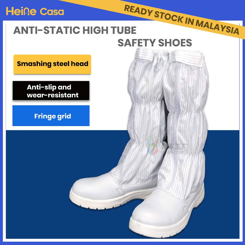 ESD Anti-static High Tube Dust-free Shoes Stripe PVC Bottom Safety High ...