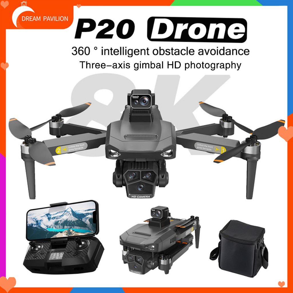 [New] P20 Pro HD Aerial Photography Drone Three-axis Intelligent Gimbal 8K Drone GPS Positioning ...