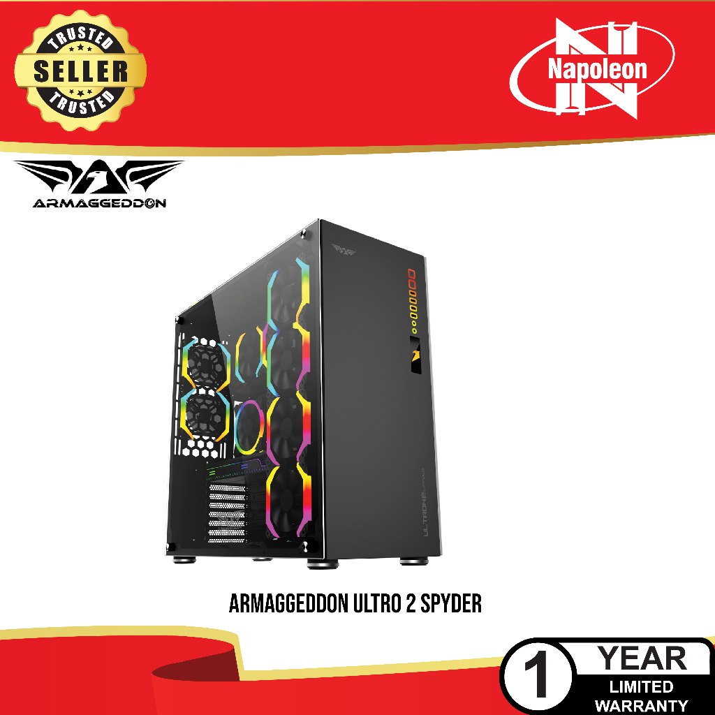 ARMAGGEDDON ULTRO 2 SPYDER GAMING PC CASE (FREE 3 RGB FANS) | Shopee ...
