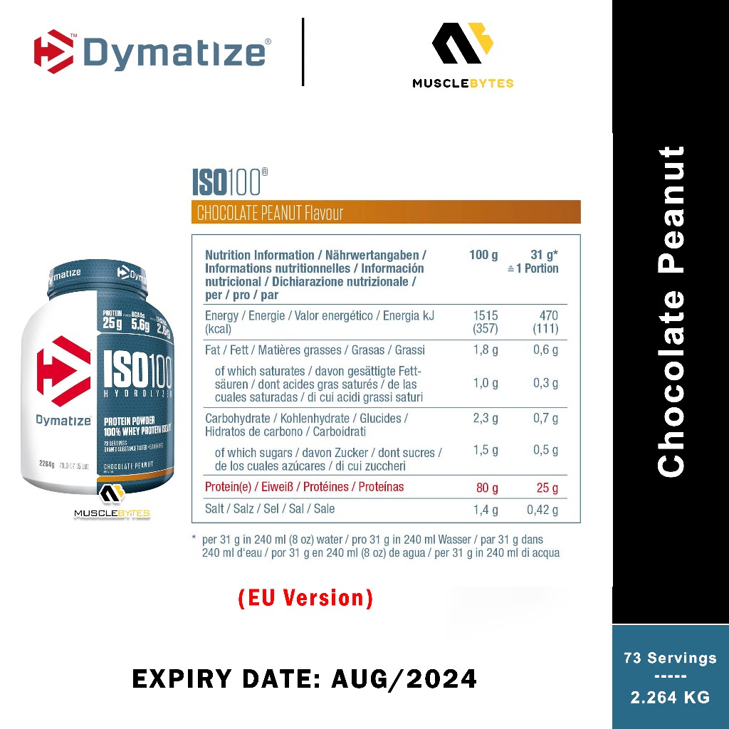 Dymatize - ISO100 Hydrolyzed [5LBS / 2.3KG] [Whey Isolate Protein] [ISO ...