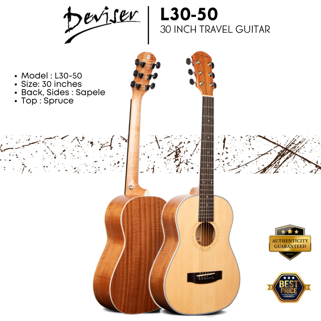 Deviser 30 inch Acoustic Travel Guitar, Spruce Top ( L30-50 / L30 50 ) | Shopee Malaysia