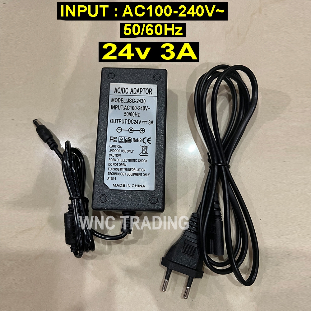 AC/DC POWER ADAPTER INPUT 100-240V~50/60HZ OUTPUT 24V 3A WITH POWER ...