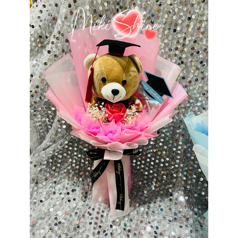 Graduation Flower Bouquet Graduation Bear 20cm | Shopee Malaysia
