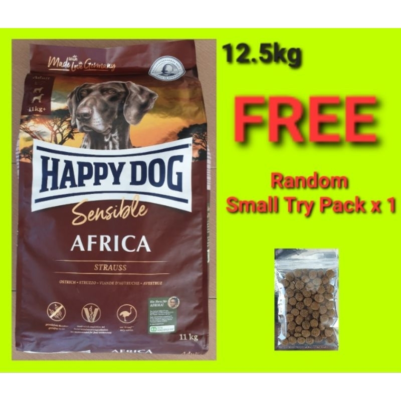 DHL / Exp:2025 Jan / 12.5kg Or 11kg Happy Dog Sensible Africa Ostrich ...