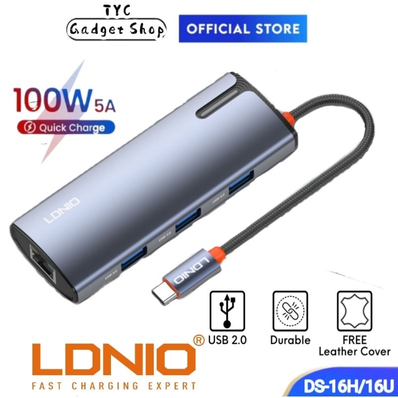2023 New LDNIO DS-16H/DS-16U Type C Hub Multi-port Dock Station with 4K ...