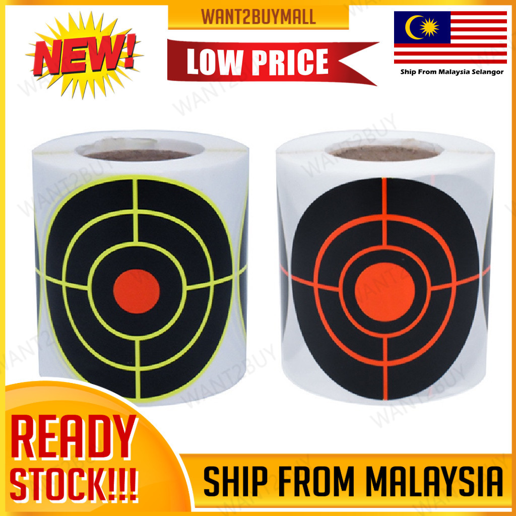 🇲🇾 🏆 100pcs/Roll Shooting Target Shoot Splatter Sticker Paper Practice ...