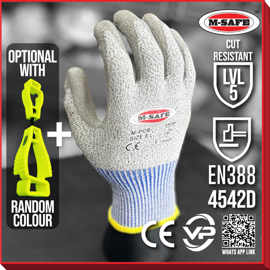 M-SAFE LEVEL 5 CUT RESISTANT PU COATED GLOVES 4542DABRASION SARUNG ...