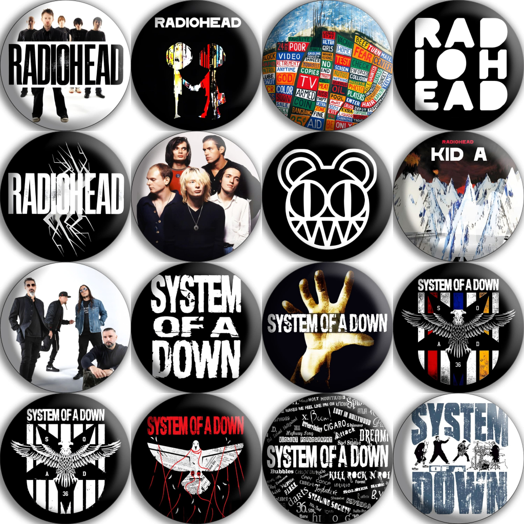 Radiohead & System Of A Down Badge Button Size 44 mm | Shopee Malaysia