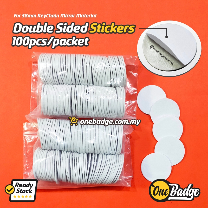Double Sided Stickers For KeyChain Mirror 58mm (100pcs/pkt ) | Double Sided Tape | Onebadge ...