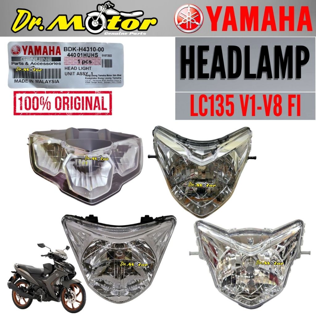 100% ORIGINAL YAMAHA LC135 V1-V8 FI LC 135 HeadLamp Lampu Depan HEAD LAMP HEAD LIGHT Front V1 V2 ...