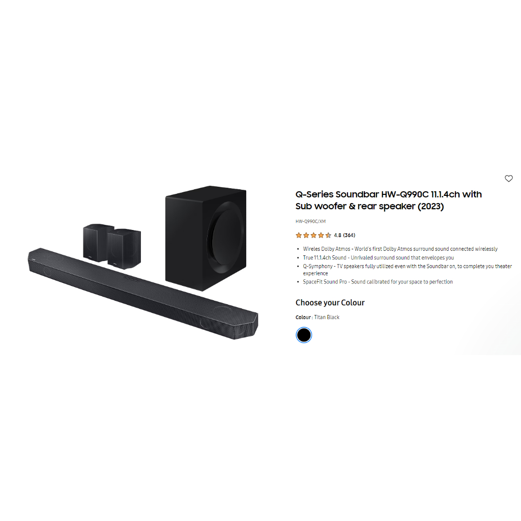 SAMSUNG Q-Series Soundbar HW-Q990C 11.1.4ch with Sub woofer & rear ...